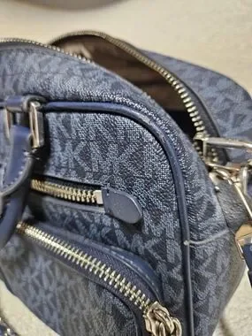 Michael Kors | Bags | Michael Kors Navy Mk Logo Satchel With Chain ...